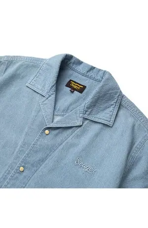 SEAGER CO Southpaw Whippersnapper Cotton Chambray Snap-up Shirt