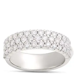 Benbridge Three-row Platinum Band With 1.29 Carat Round Diamonds - Plt