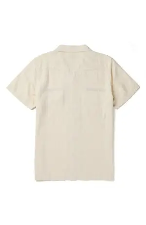 SEAGER CO Whippersnapper Embroidered Short Sleeve Linen Blend Snap-up Shirt