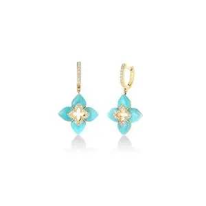 Roberto Coin 18k Yellow Gold Venetian Princess Cabochon Flower Dangle Earrings - Yg