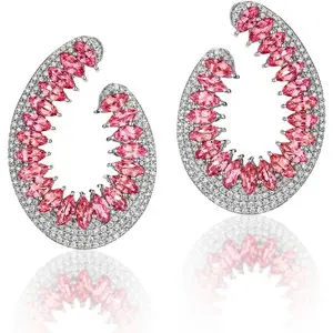 Hueb 18k Garnet And Diamond Hoop Earrings