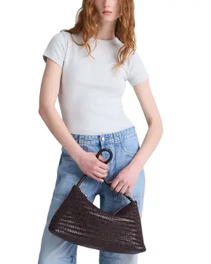 Madewell Large Leather Shoulder Bag Woven Collection - Coffee Bean