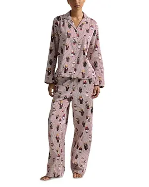 Polo Ralph Lauren Madison Printed Pajama Set In Bear Red Bear Red
