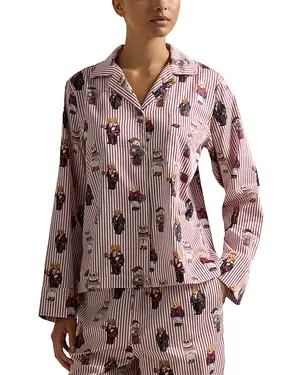 Polo Ralph Lauren Madison Printed Pajama Set In Bear Red Winter Bear