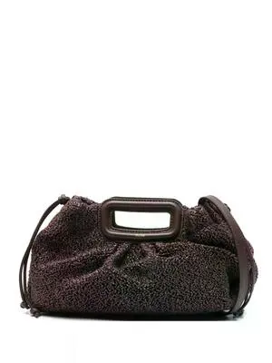 Maje Ruched Top Handle Clutch Bag With Branded Handle
