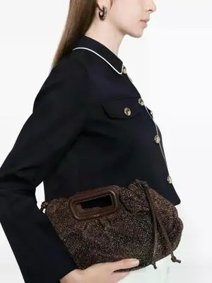 Maje Ruched Top Handle Clutch Bag With Branded Handle