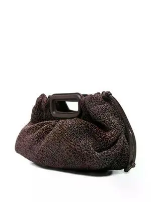 Maje Ruched Top Handle Clutch Bag With Branded Handle