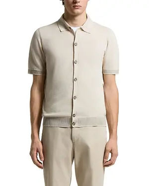 Peserico Regular Fit Button Front Sweater Shirt - Shell Beige