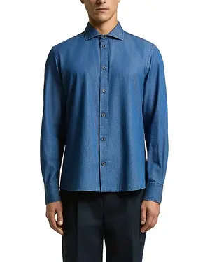 Peserico Regular Fit Chambray Dress Shirt - Ink
