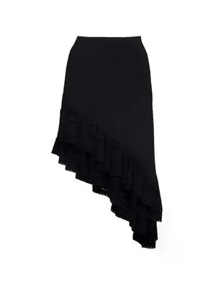 Sandro Ruffled Asymmetrical Knit Skirt