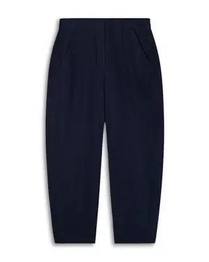 Whistles Petites Linen Barrel Leg Trousers - Navy
