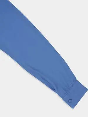 PAULA Narcissus Dutch Wrap Top With Collar Tie - Blue