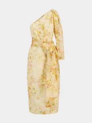 Zimmermann Floral Crush Asymmetrical Midi Dress - Yellow