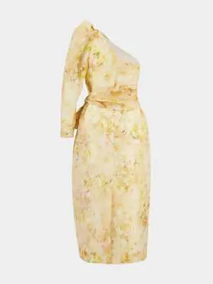 Zimmermann Floral Crush Asymmetrical Midi Dress - Yellow