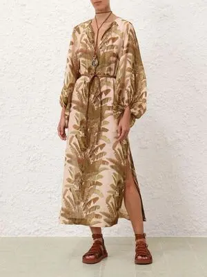Zimmermann Palm Ascension Linen Midi Dress - Multicolour