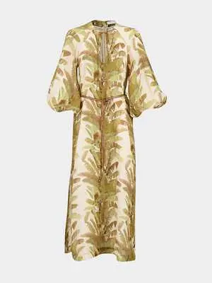 Zimmermann Palm Ascension Linen Midi Dress - Multicolour