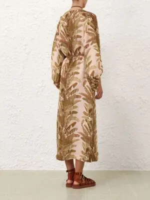 Zimmermann Palm Ascension Linen Midi Dress - Multicolour