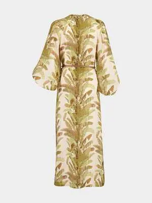 Zimmermann Palm Ascension Linen Midi Dress - Multicolour
