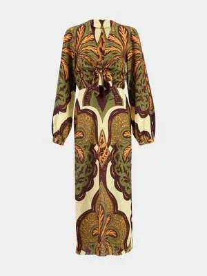 Johanna Ortiz Across Paradise Linen Midi Dress - Multicolour