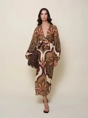 Johanna Ortiz Across Paradise Linen Midi Dress - Multicolour