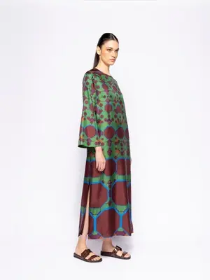 PAULA Shirley Octa Print Printed Silk Twill Maxi Dress - Multicolour