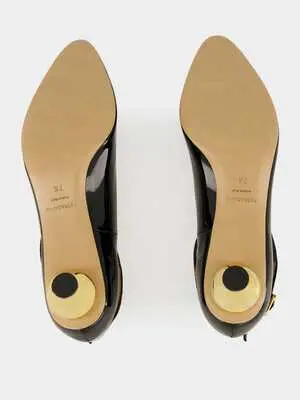 FERRAGAMO T-strap Pumps With Gold Heel - Black