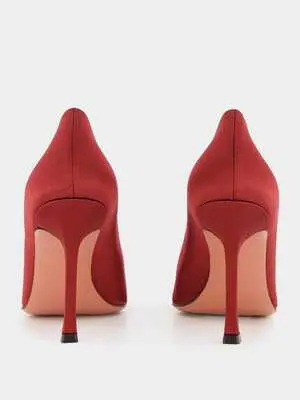 Amina Muaddi Camelia Satin Pumps - Red