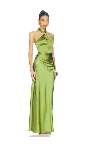 Veronica Beard Izaren Halterneck Maxi Dress - Cactus