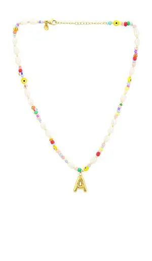 PETIT MOMENTS Beaded Pearl Bubble Initial Necklace - Multi