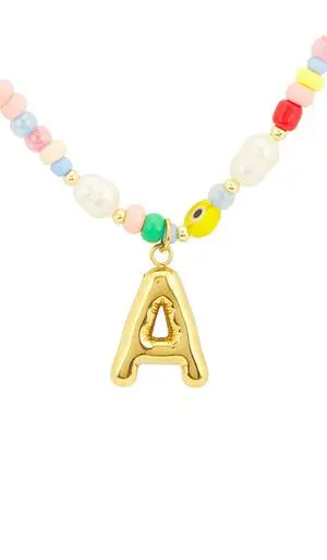 PETIT MOMENTS Beaded Pearl Bubble Initial Necklace - Multi
