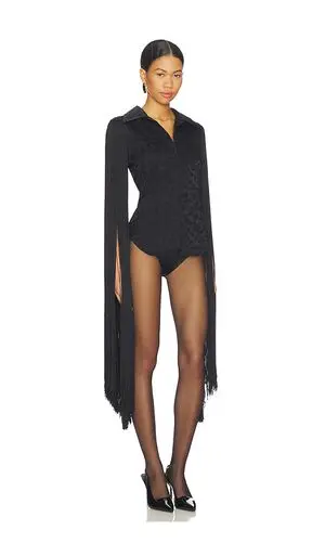 MARKGONG Jacquard Fringe-sleeve Shirt