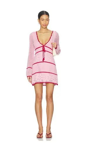 Saylor Crochet Dress - Pink & Red