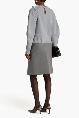 Simkhai Monroe Cutout Crystal-embellished Wool-blend Sweater - Gray