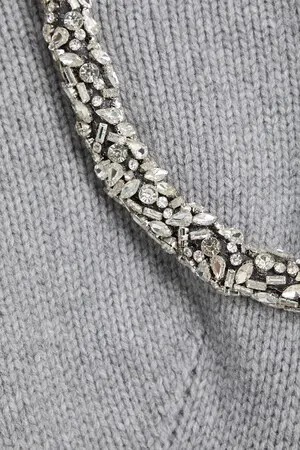 Simkhai Monroe Cutout Crystal-embellished Wool-blend Sweater - Gray