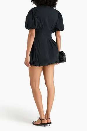 Simkhai Cleo Pintucked Mini Shirt Dress - Black