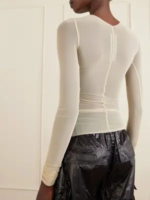 Rick Owens Ruched Stretch-mesh T-shirt