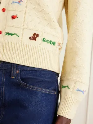 BODE Zoologist Embroidered Cardigan - Yellow