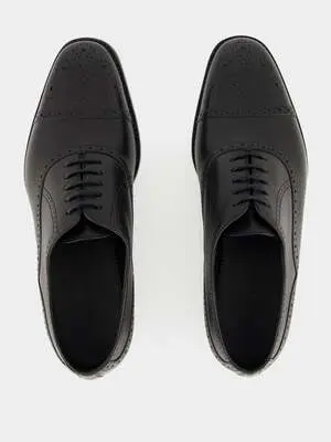 Manolo Blahnik Witney Leather Brogue Oxfords - Black