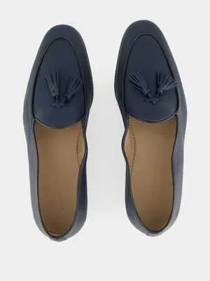 Manolo Blahnik Lennox Leather Tassel Loafers - Blue