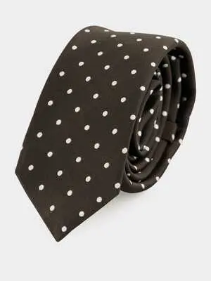 TOM FORD Dark Chocolate Polka Dot Satin Silk Neck Tie - Brown