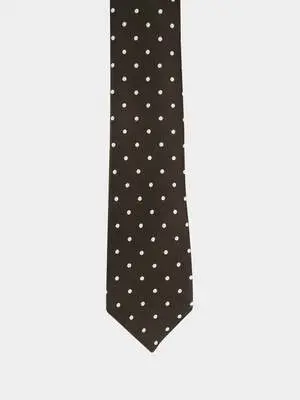 TOM FORD Dark Chocolate Polka Dot Satin Silk Neck Tie - Brown