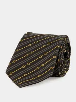 Gucci Horsebit Jacquard Silk Neck Tie Multicolour