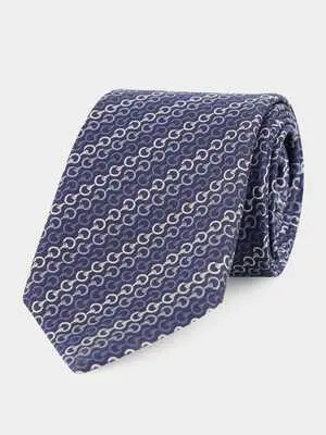 Gucci Horsebit Silk Jacquard Neck Tie - Blue