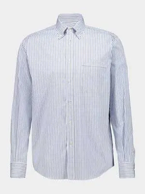 Valentino Garavani Striped Cotton Long-sleeve Shirt - Blue