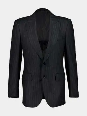 TOM FORD Dark Wool Pinstripe Blazer - Grey