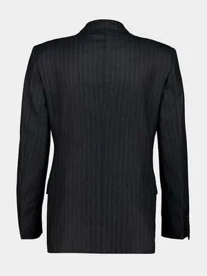 TOM FORD Dark Wool Pinstripe Blazer - Grey