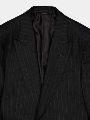 TOM FORD Dark Wool Pinstripe Blazer - Grey