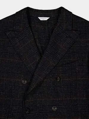 Boglioli Dark Double-breasted Wool-silk Blazer