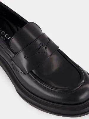 Gucci Leather Loafers With Tonal Logo