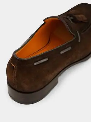 Santoni Suede And Leather Tassel Loafers
